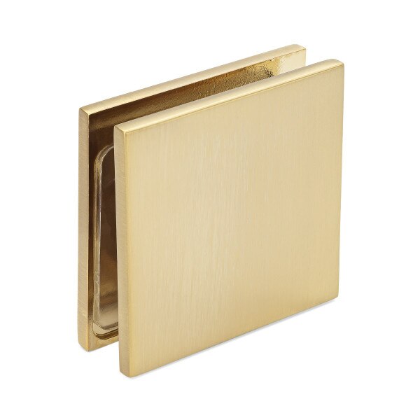 Taiga 90° Wall-Glass U-Clamp - Brushed Brass PVD | Portals Luxury Hardware