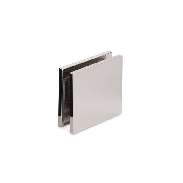 Taiga 90° Wall-Glass U-Clamp - Polished Nickel | Portals Luxury Hardware
