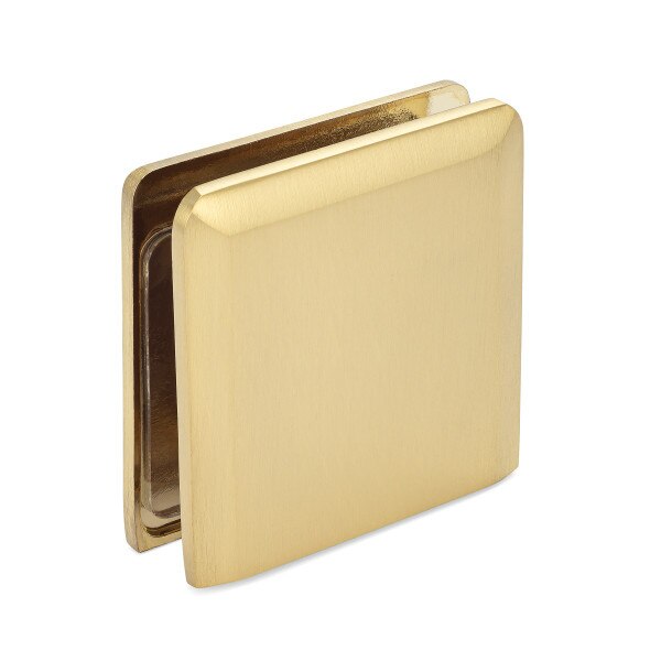Oceana 90° Wall-Glass U-Clamp - Brushed Brass PVD | Portals Luxury Hardware