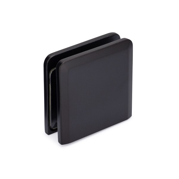 Oceana 90° Wall-Glass U-Clamp - Matte Black | Portals Luxury Hardware