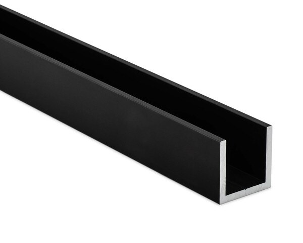 U-Channel 1 x 1-1/2 x 120" - Matte Black Anodized