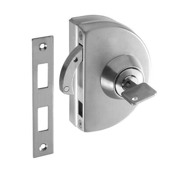 Hook Bolt Patch Lock with Strike Plate - Brushed Stainless